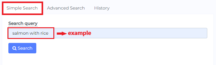 How to use the recipe database search feature